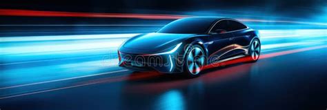 Automotive Innovation And Technology Concepts Ev Car With Motion Lighting Stock Illustration