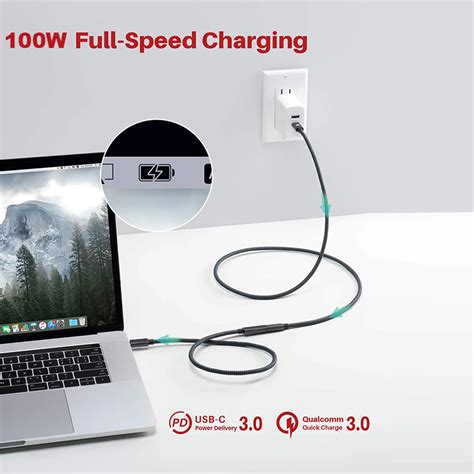 Usb USB C Extension Cable 100W 10Gbps USB C 3 1 Gen 2 Male To Female 4K Video Cable