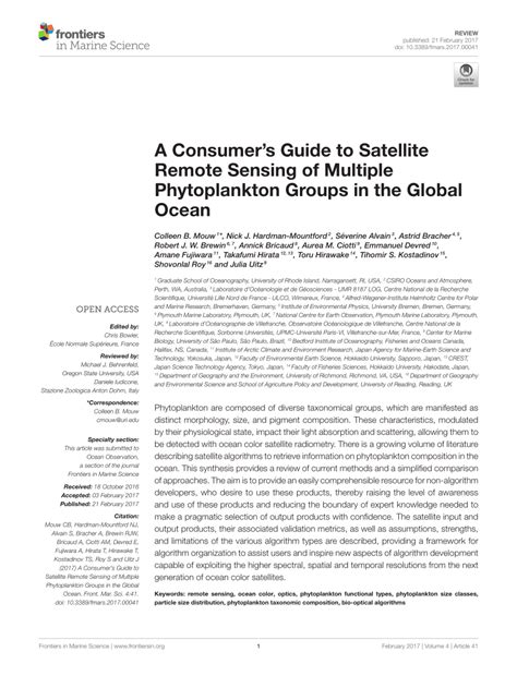 Pdf A Consumers Guide To Satellite Remote Sensing Of Multiple Phytoplankton Groups In The