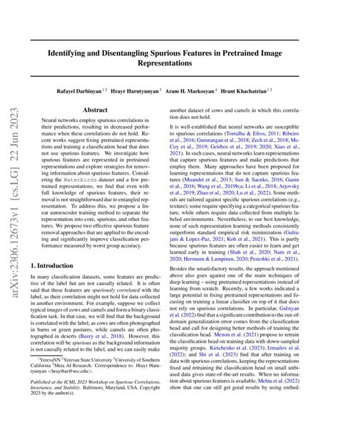 Identifying And Disentangling Spurious Features In Pretrained Image Representations Deepai