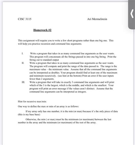 Solved S Cisc 3115 Ari Mermelstein Homework 2 This