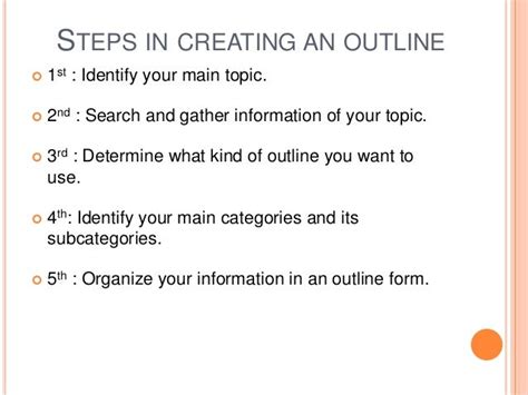 Creating An Outline