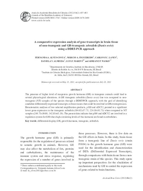 Pdf A Comparative Expression Analysis Of Gene Transcripts In Brain
