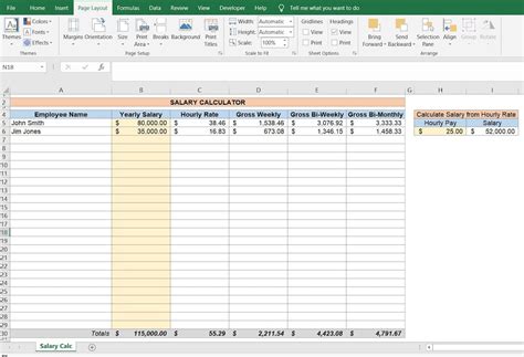 Salary Gross Pay Calculator Excel Spreadsheet Etsy