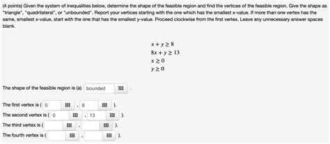 solved 4 points graph the system of inequalities tell