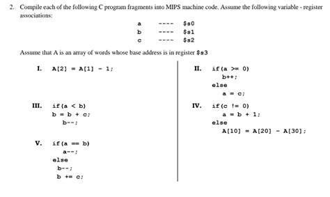 Solved 2 Compile Each Of The Following C Program Fragments