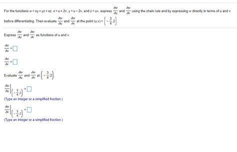 Solved For The Functions W Xy Yz Xz X U 2v Y