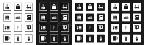 Set Router And Wi Fi Signal Keyboard Printer Binder Clip Office Folders Briefcase