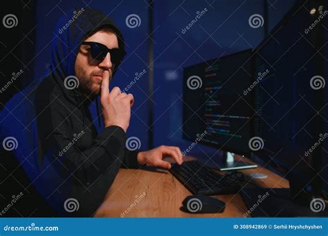 Hacker Is Hacking Into The Computer Network Computer Criminal Stock Image Image Of Crime