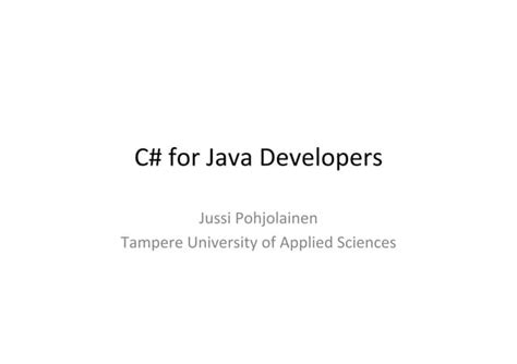 C For Java Developers Pdf