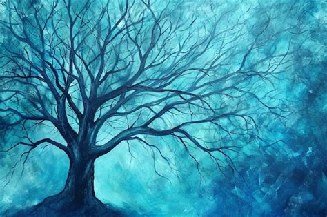 Premium Photo A Painting Of A Tree With A Blue Background With The Words