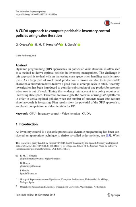 pdf a cuda approach to compute perishable inventory control policies