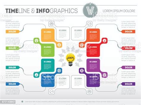 최종 제품에 아이디어에서 8 옵션비즈니스 개념 차트 서식 파일을 웹 다이어그램 Infographic 기술 또는 교육 과정의 벡터 비문 아이디어와 라이트 전구입니다 전기 연료
