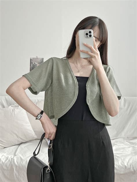 [당일출고] 펀칭 망사 반팔 볼레로 숏 가디건 여름 니트 조끼