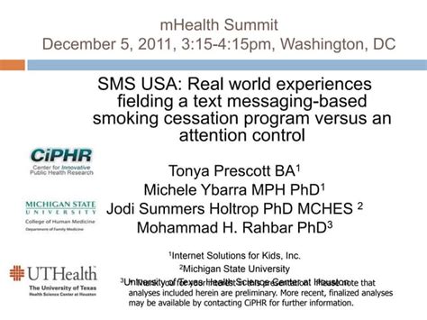 Sms Usa Real World Experiences Fielding A Text Messaging Based Smoking