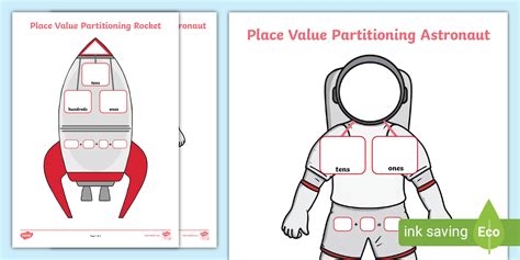 👉 Ks1 Place Value Space Themed Partitioning Activity Sheet