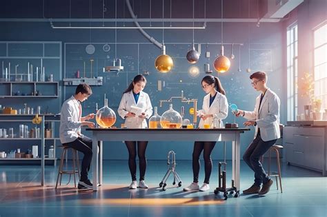 Premium Photo Create A Vector Graphic Of A Physics Lab With Students