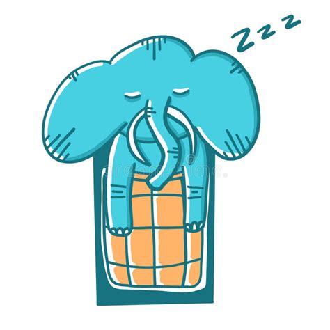 Winter Elephant Sleeping In Cartoon Flat Style Stock Vector