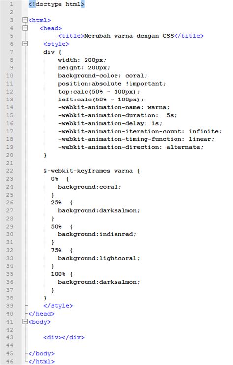Animasi Mengubah Warna Obyek Dengan Css Asal Usil