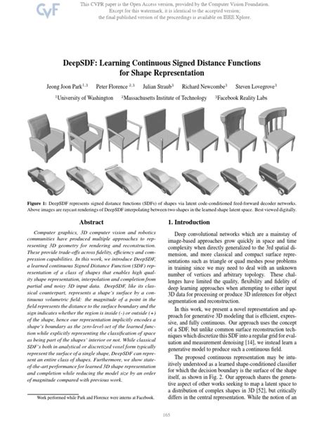 Park Deepsdf Learning Continuous Signed Distance Functions For Shape