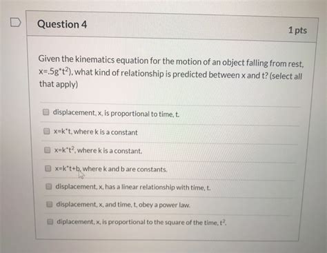 Solved Question Pts Given The Kinematics Equation For Chegg