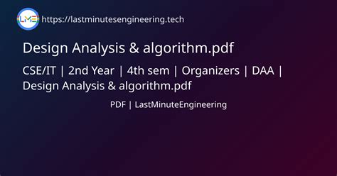 design analysis and algorithm pdf pdf lastminuteengineering last