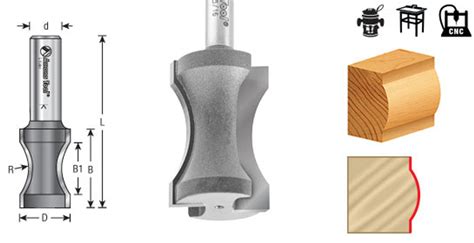 Bullnose Convex Edging Router Bits Carbide Tipped 2 Flute