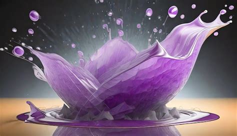 Premium Photo Translucent Purple Liquid Splashing And Dispersing