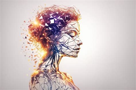 Premium AI Image Exquisite Neuro Polygonal Abstract Woman Logo Ai Generative
