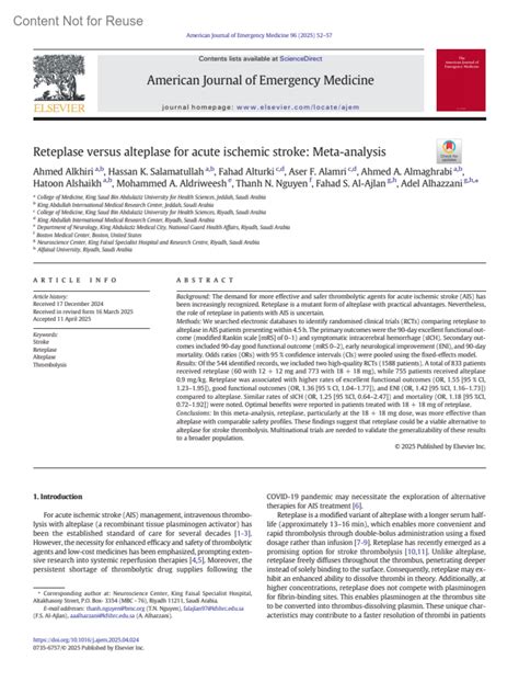 Reteplase Versus Alteplase For Acute Ischemic American Journal Of