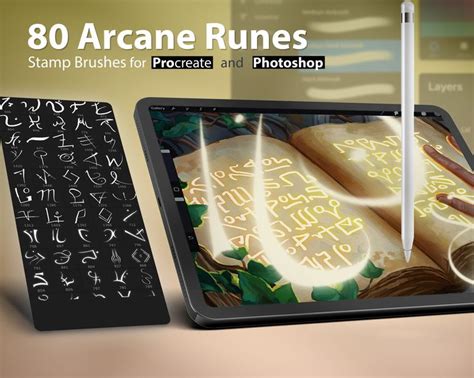 80 Procreate Arcane Runes Symbols Stamp Brushes Runic Alphabets Stamps