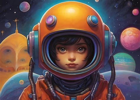 Premium Photo Ilustracion De Chica Astronauta En El Espacio Space Woman