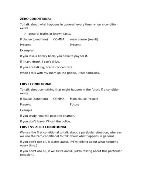 Zero First Conditional Pdf