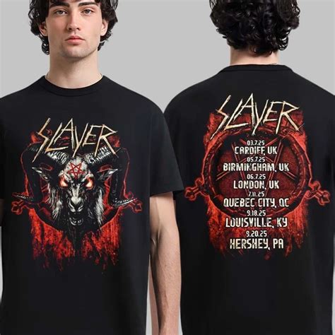 Slayer Farewell Tour 2025 Merch Baphomet Head Art Wt Tour Dates 2 Sided