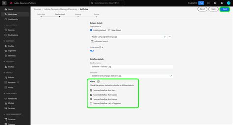 create an adobe campaign managed cloud services source connection using