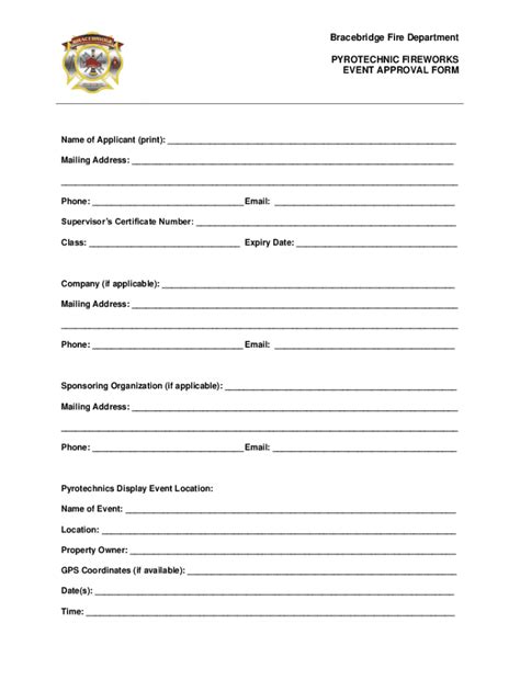 Fillable Online Pyrotechnic Fireworks Event Approval Form Fax Email