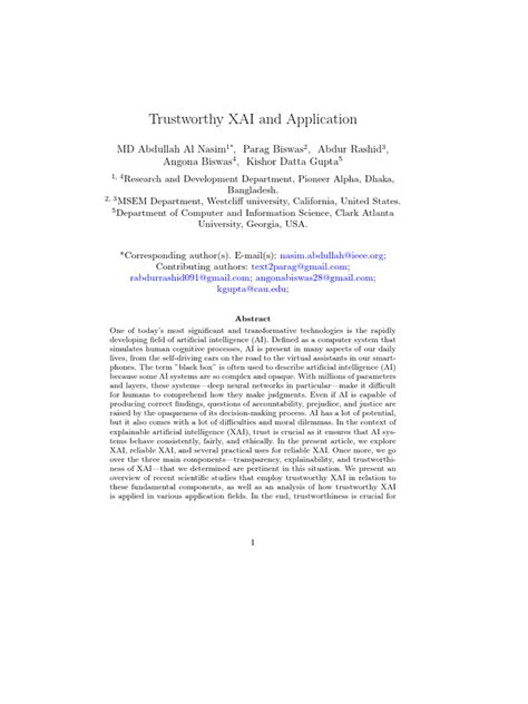 Trustworthy Xai And Application Pdf Artificial Intelligence Intelligence Ai And Semantics