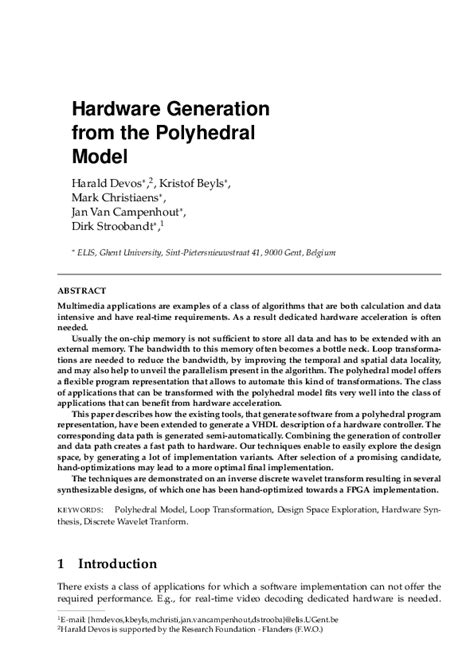pdf hardware generation from the polyhedral model