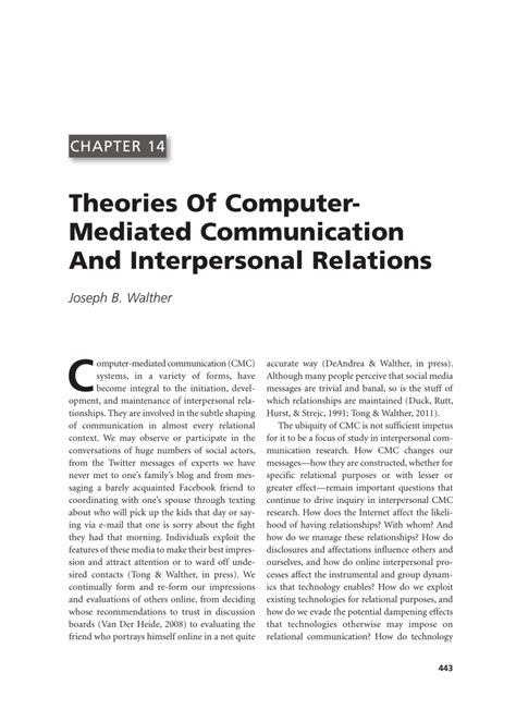 (PDF) Theories of computer-mediated communication and interpersonal relations