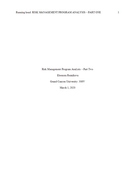 Hlt 308v Topic 3 Assignment Benchmark Risk Management Program Analysis Part Two Course