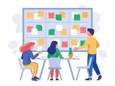Kanban Board Teamwork Briefing Scheme Scrum Management And Business Employee Team Planning