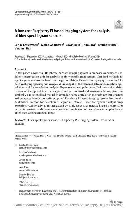 A Low Cost Raspberry Pi Based Imaging System For Analysis Of Fiber Specklegram Sensors