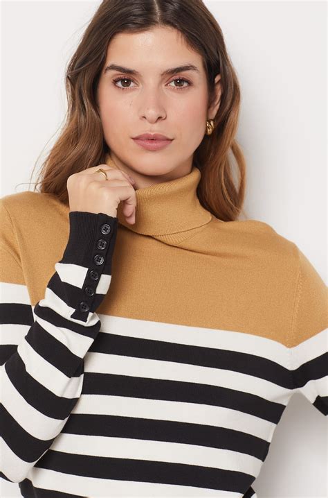 Pull Marinière Col Roulé Tricolore Criss Ecru Etam