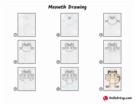 How To Draw Chibi Meowth Pokemon Step By Step Drawing