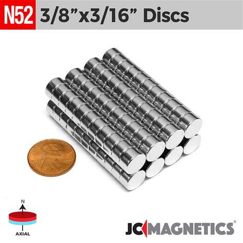 3 8in X 3 16in N52 Rare Earth Neodymium Magnet Discs