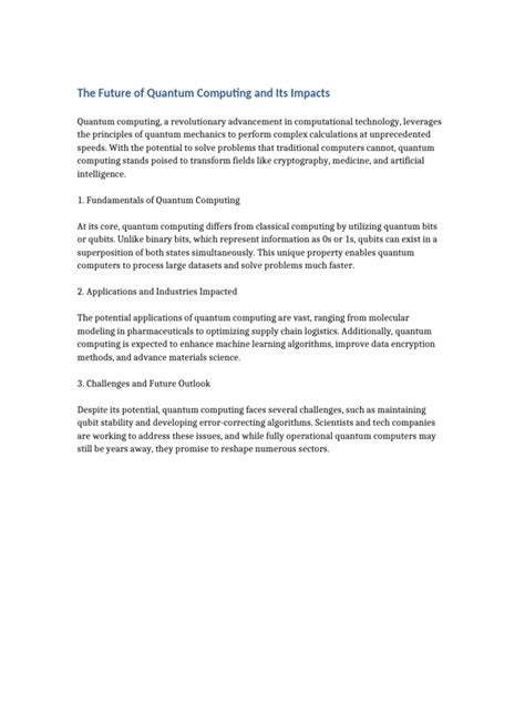 Thefutureofquantumcomputinganditsimpacts Pdf