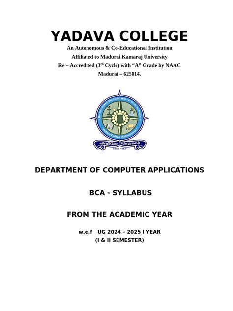 Bca Syllabus 2024 2025 Final I Year 1 Pdf C Control Flow