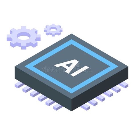 Modern Microchip Using Artificial Intelligence With Gears Working Stock