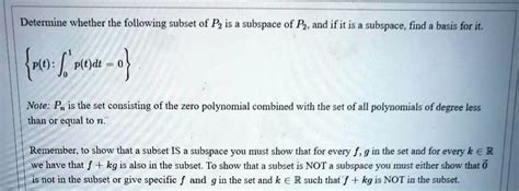 solved determine whether the following subset of pz is a subspace of pz