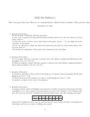 AMS 394 Mid1 Pdf AMS 394 Midterm 1 This Is An Open Book Exam However No Communication Is